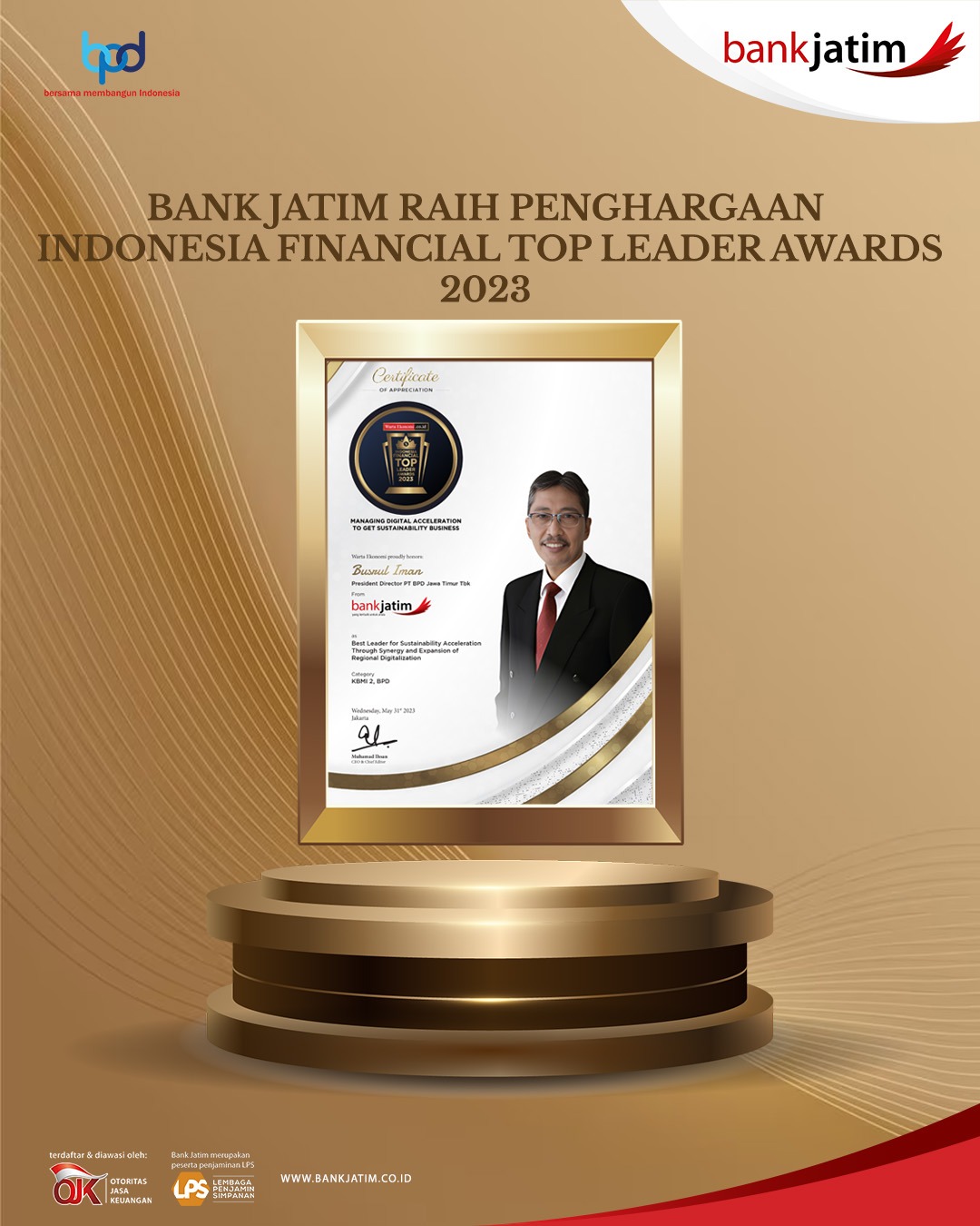 Bank Jatim Raih Penghargaan dalam Ajang Indonesia Financial Top Leader Awards 2023 - Neo-Demokrasi